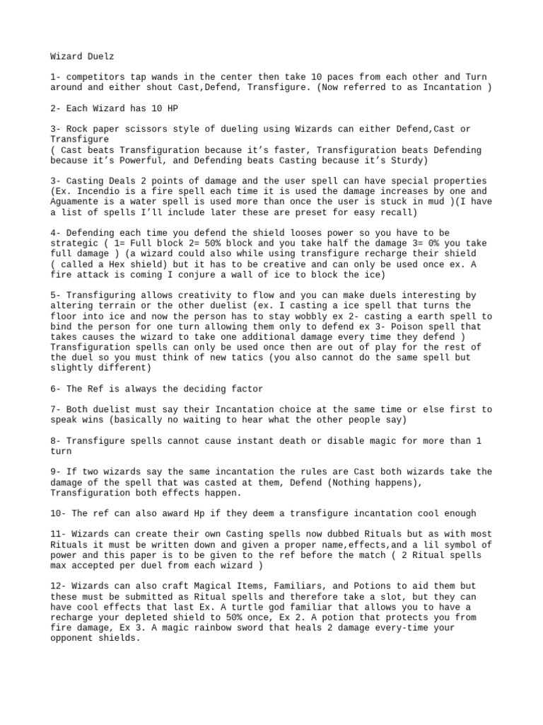 Wizard Duelz Gameplay and Rules: Camp Mythik | PDF