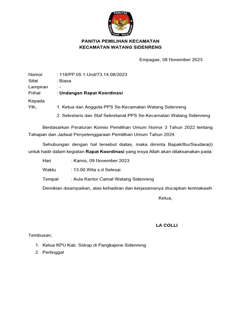 118. Undangan Rakor | PDF