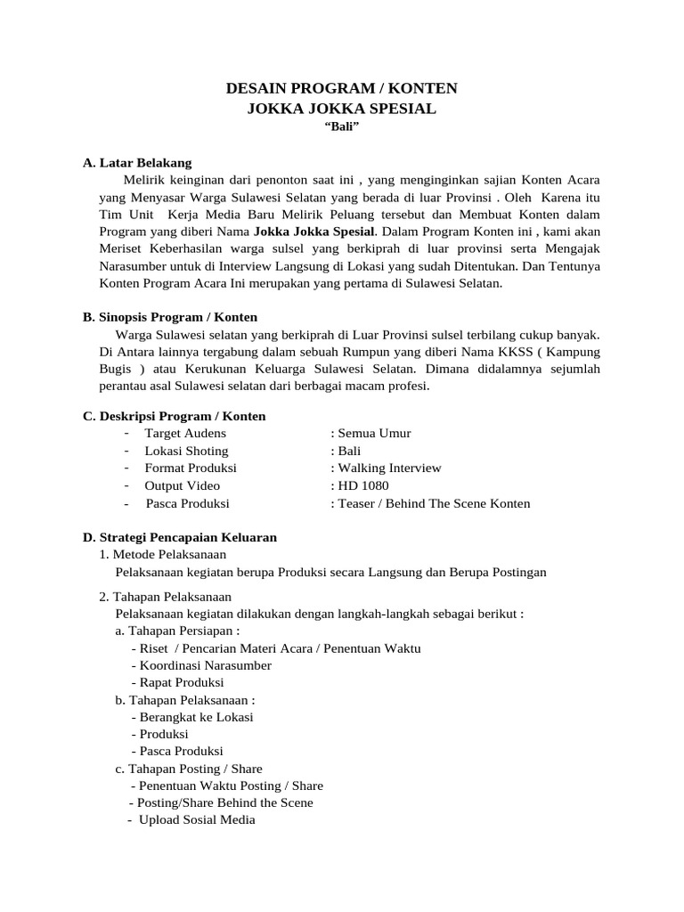 Desain Program Jokka Jokka | PDF