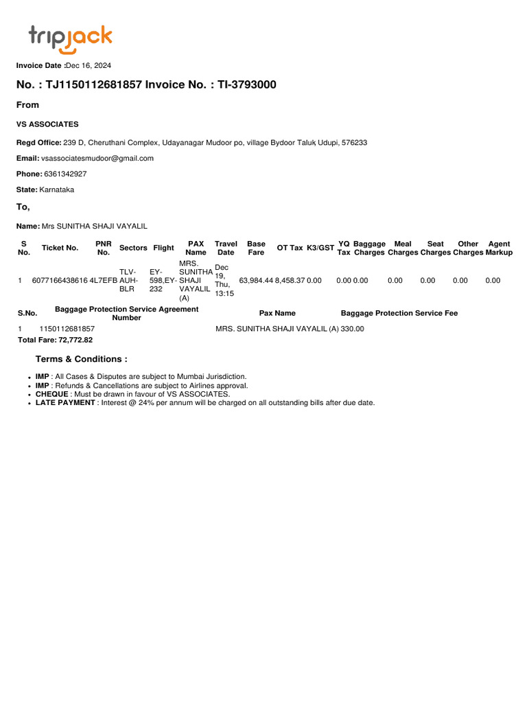 Booking Invoice 18 | PDF