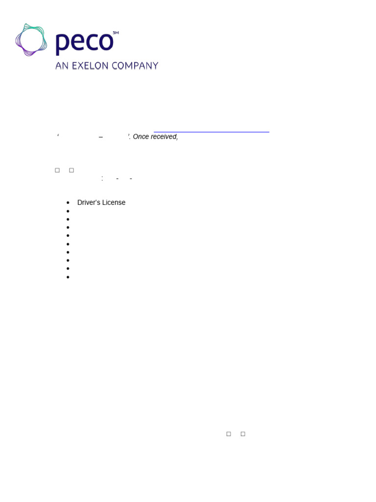 PECO Service Identity Verification Form | PDF