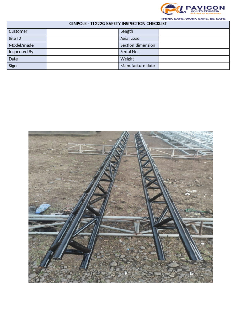 Ginpole Inspection Checklist | PDF