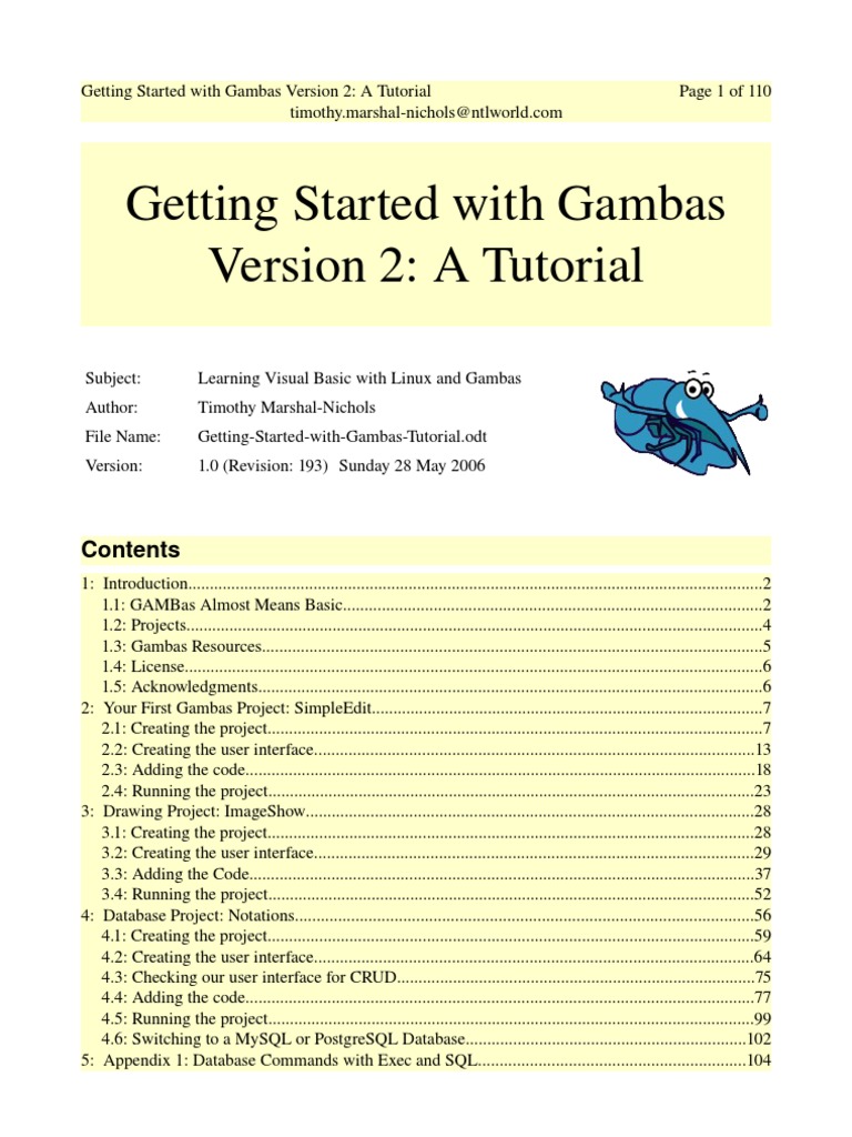 Getting Started With Gambas Tutorial | PDF | Integrated Development Environment | Basic