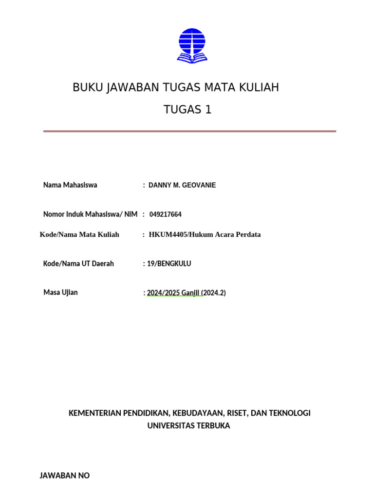 HKUM4405Hukum Acara Perdata | PDF