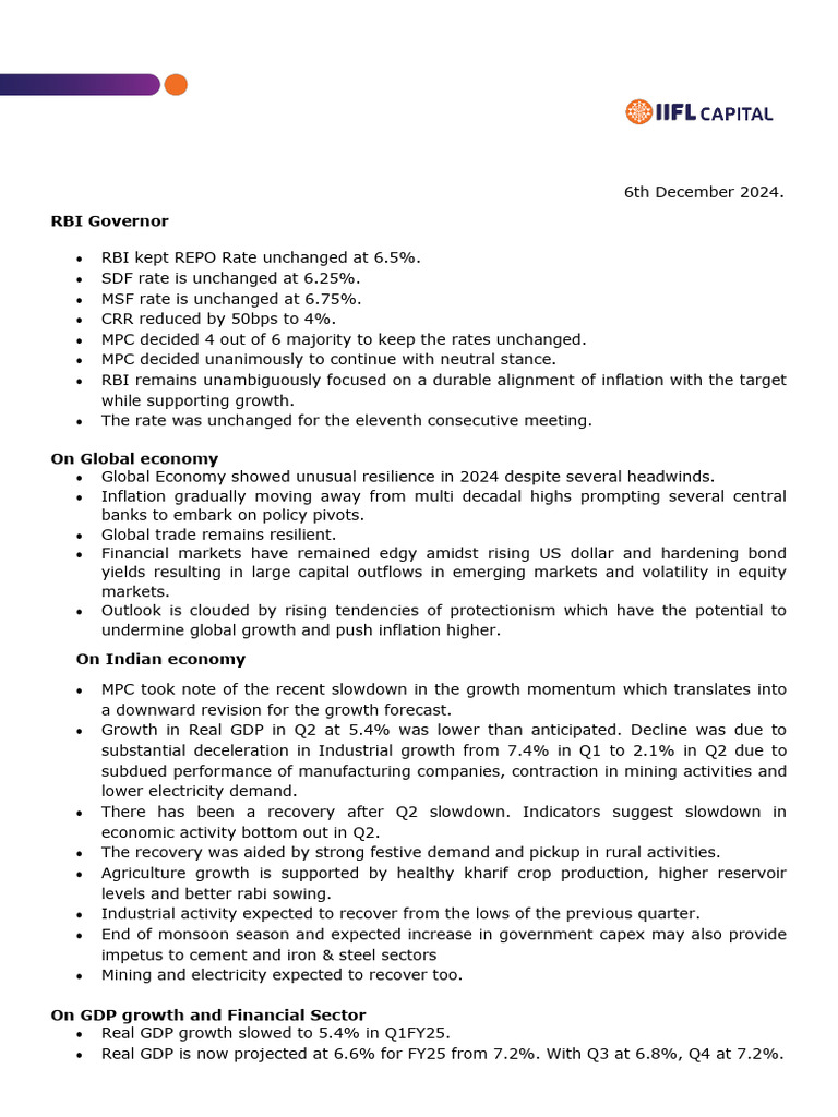 RBI Policy Dec 2024 | PDF | Investing | Securities (Finance)
