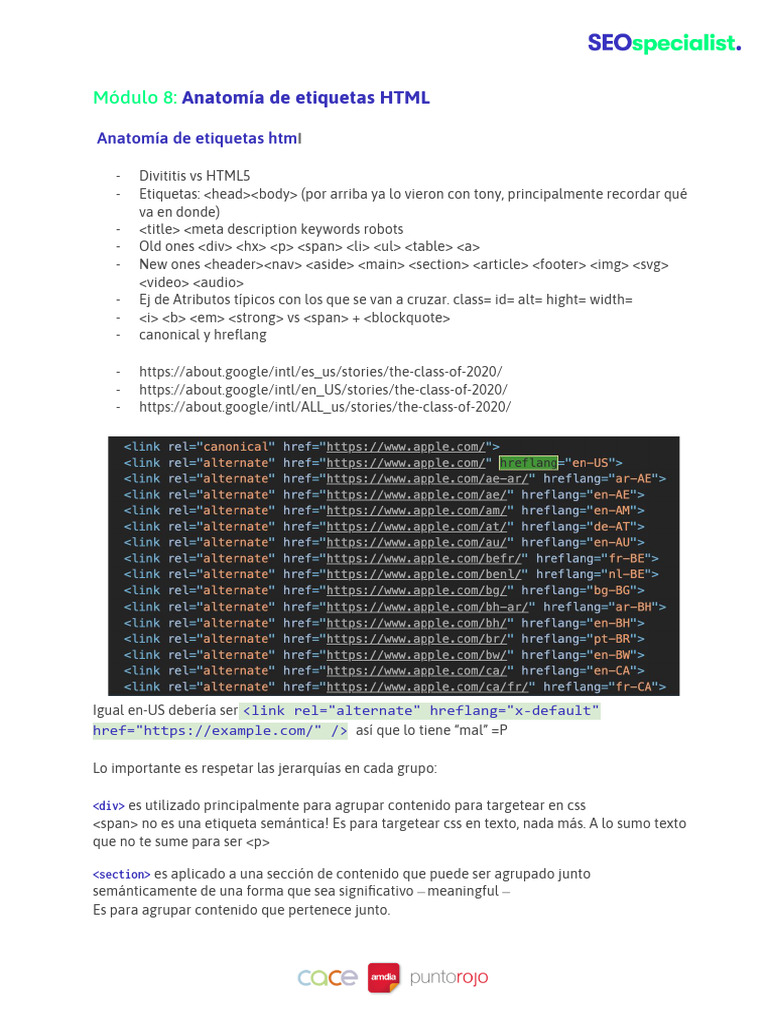8 modulo - Anatomía de etiquetas HTML | PDF
