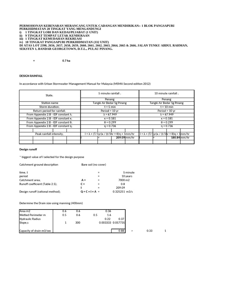 Drainage Calculation for Georgetown Project | PDF | Water Management | Soil