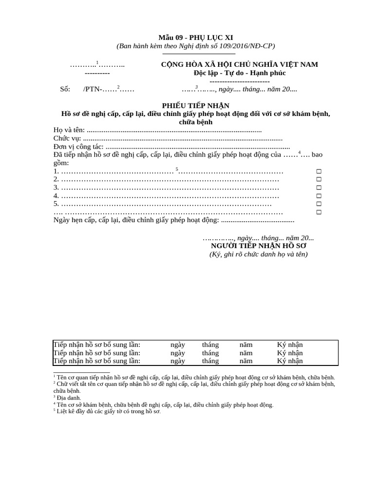Mẫu 09 - Phụ Lục Xi: (Ban hành kèm theo Nghị định số 109/2016/NĐ-CP) | PDF