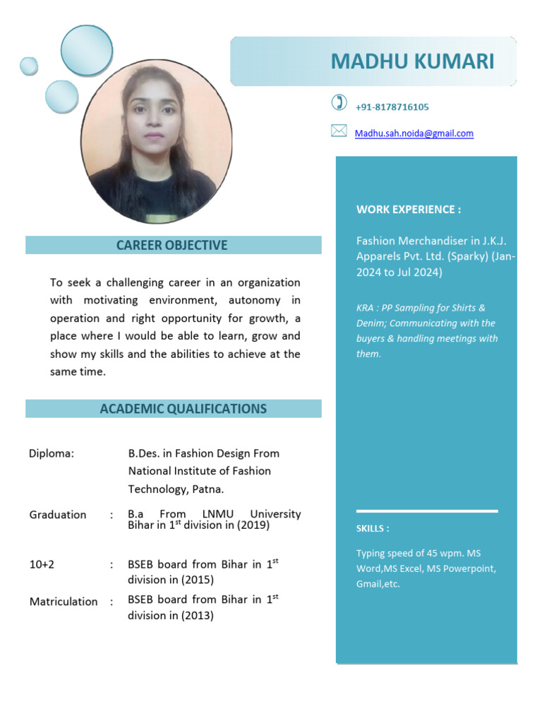 Madhu CV Fashion 1 | PDF