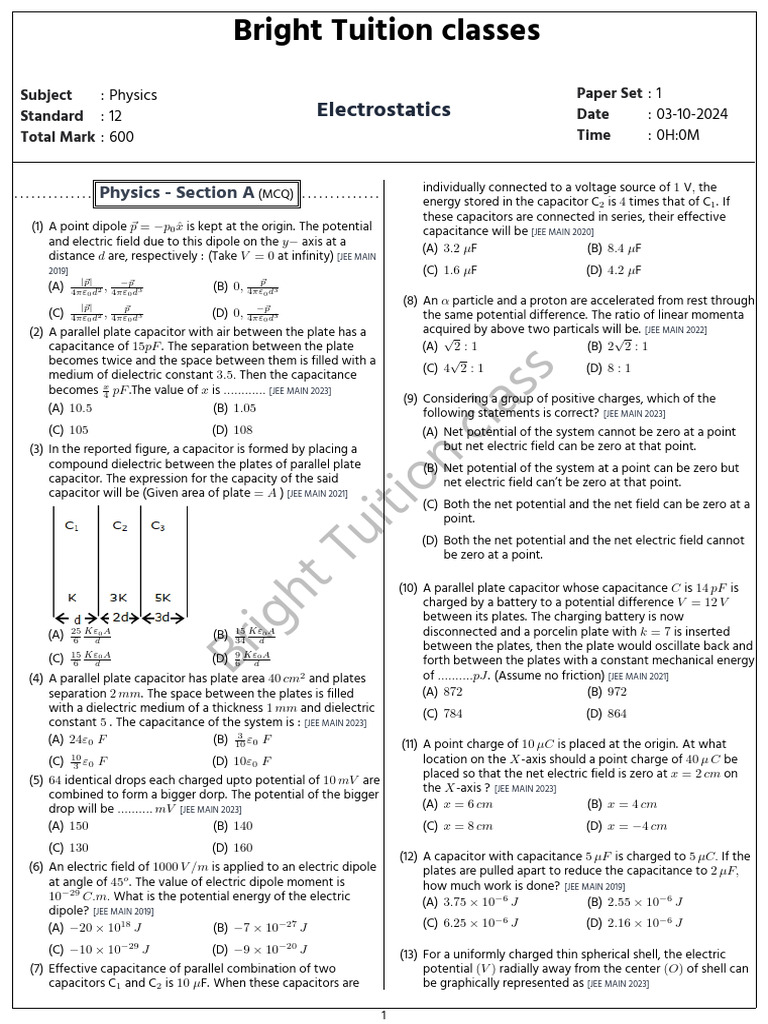 Electrostatics | PDF | Capacitor | Capacitance