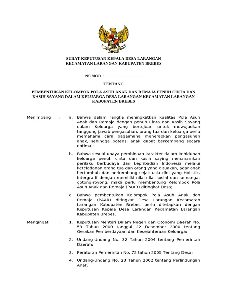 SK Pola Asuh Anak dan Remaja (PAAR) | PDF