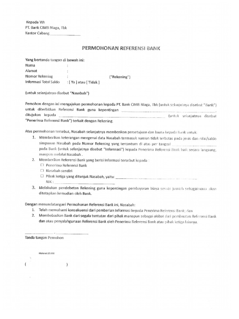 Surat Referensi Bank | PDF