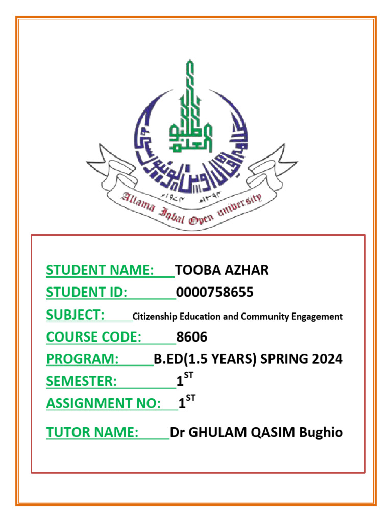 8606 Assignment B.ed Aiou | PDF | Socialization | Deviance (Sociology)