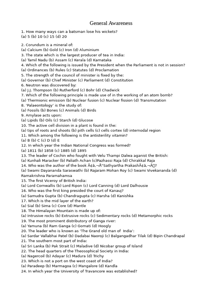 General Awareness | PDF | Nuclear Physics