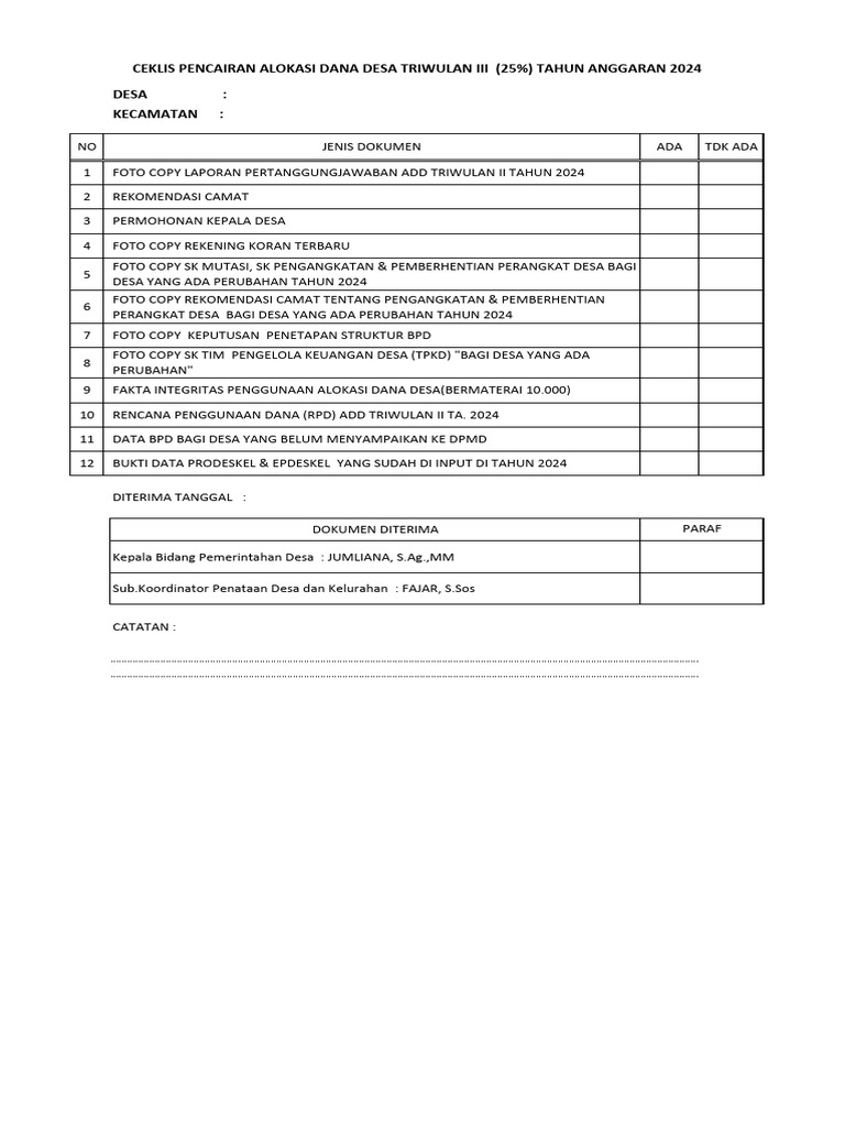 Ceklis Add 2024 | PDF