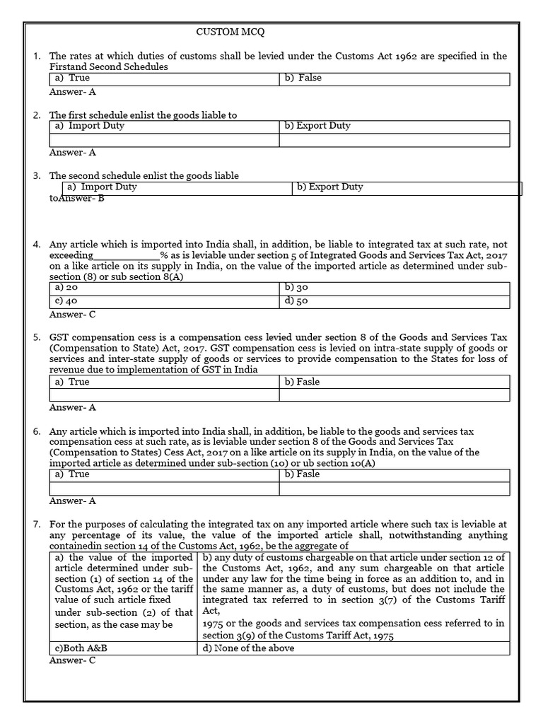 Custom Mcqs | PDF | Dumping (Pricing Policy) | Business
