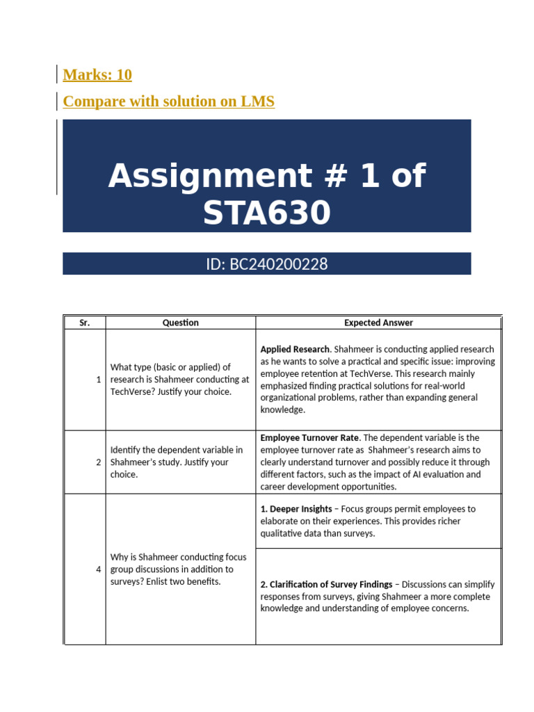 MRK - Fall 2024 - STA630 - 1 | PDF