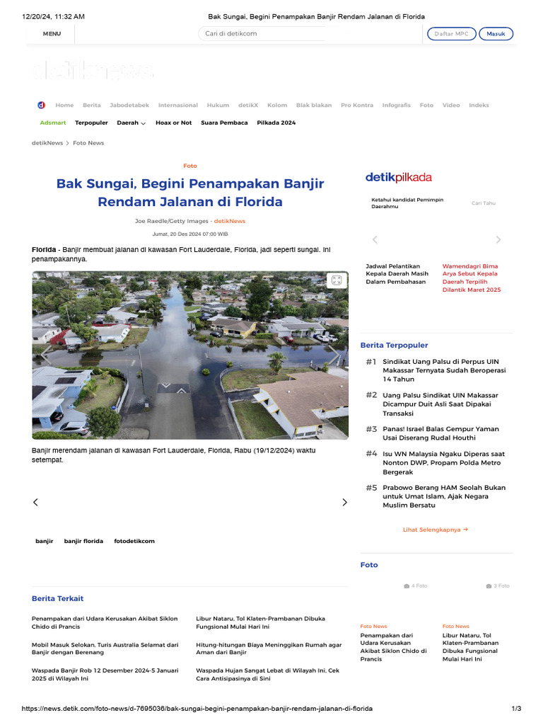 Bak Sungai, Begini Penampakan Banjir Rendam Jalanan di Florida | PDF