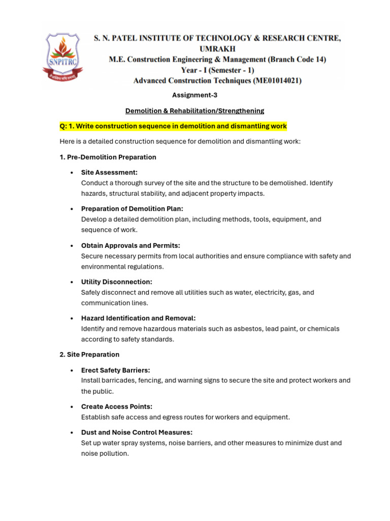 Assignment 3 - ACT | PDF | Demolition | Deep Foundation