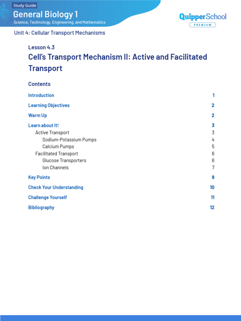 4.3 Cel.-4.3 Cell’s Transport Mechanism II: Active and Facilitated Transport-01 | PDF | Cell ...