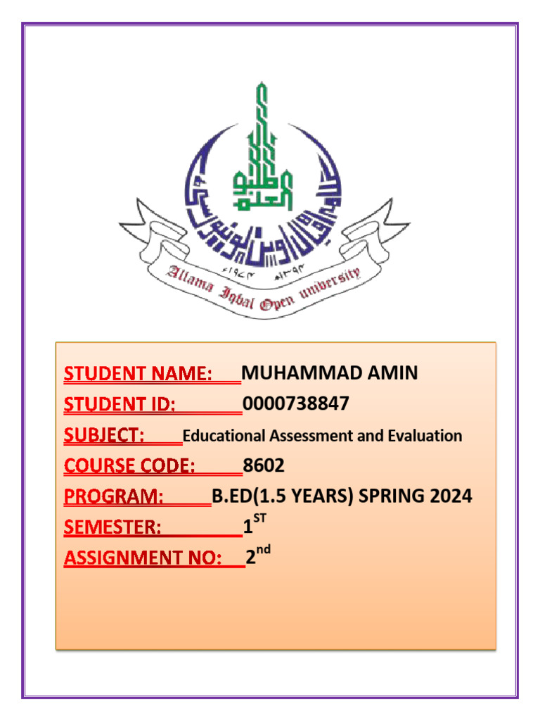 8602 Assignment B.ed Aiou For Making Assignment Contact 03077892369 | PDF | Educational ...