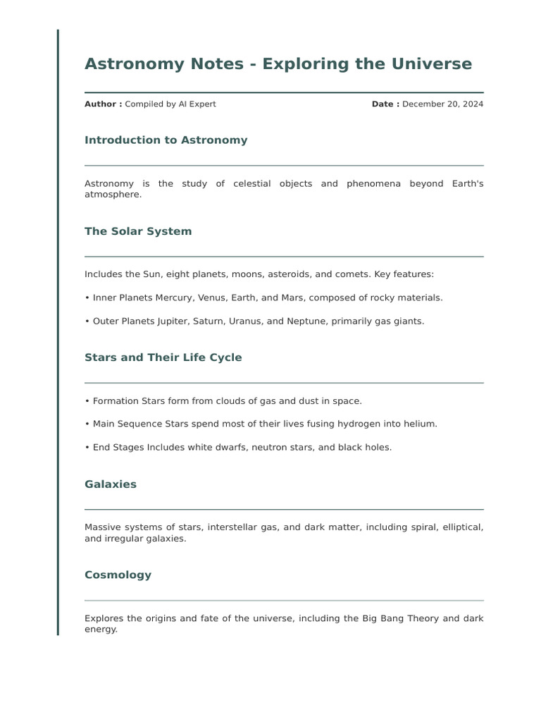Astronomy Basics: Solar System & Beyond | PDF