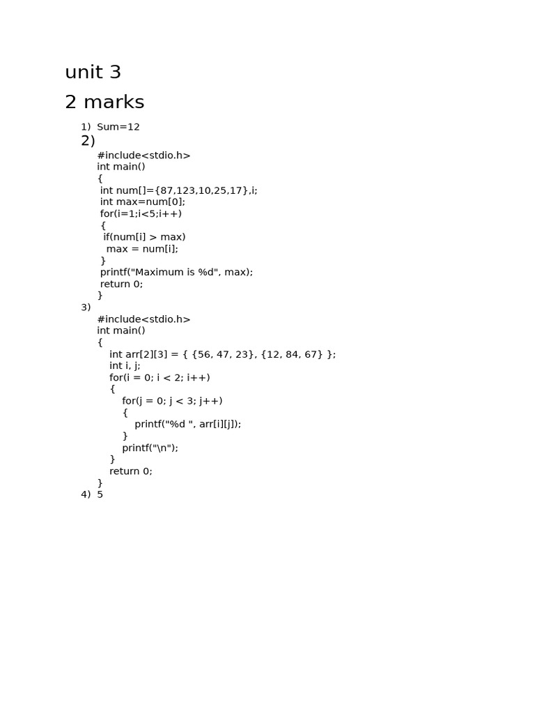 C Programming Basics: Arrays and Max Value | PDF