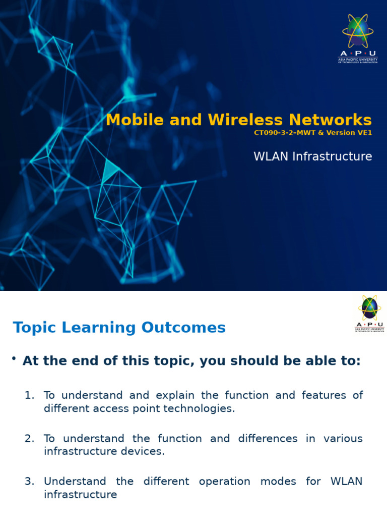 Chapter 3 WLAN Infrastructure | PDF | Wireless Lan | Computer Network