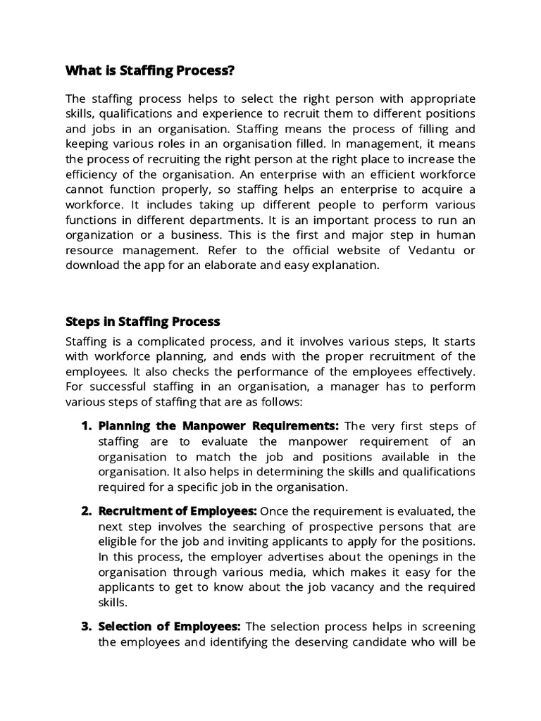 What Is Staffing Process-1 | PDF | Labor | Workplace