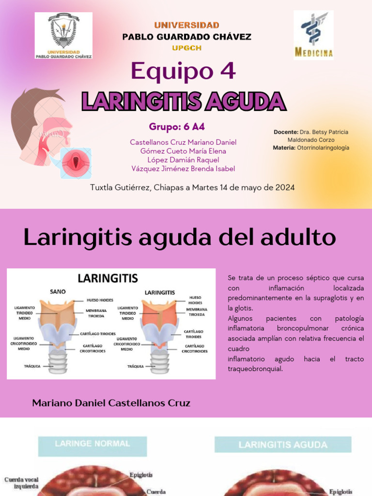 Laringitis Aguda: Causas y Tratamiento | PDF | Tos | Medicina CLINICA