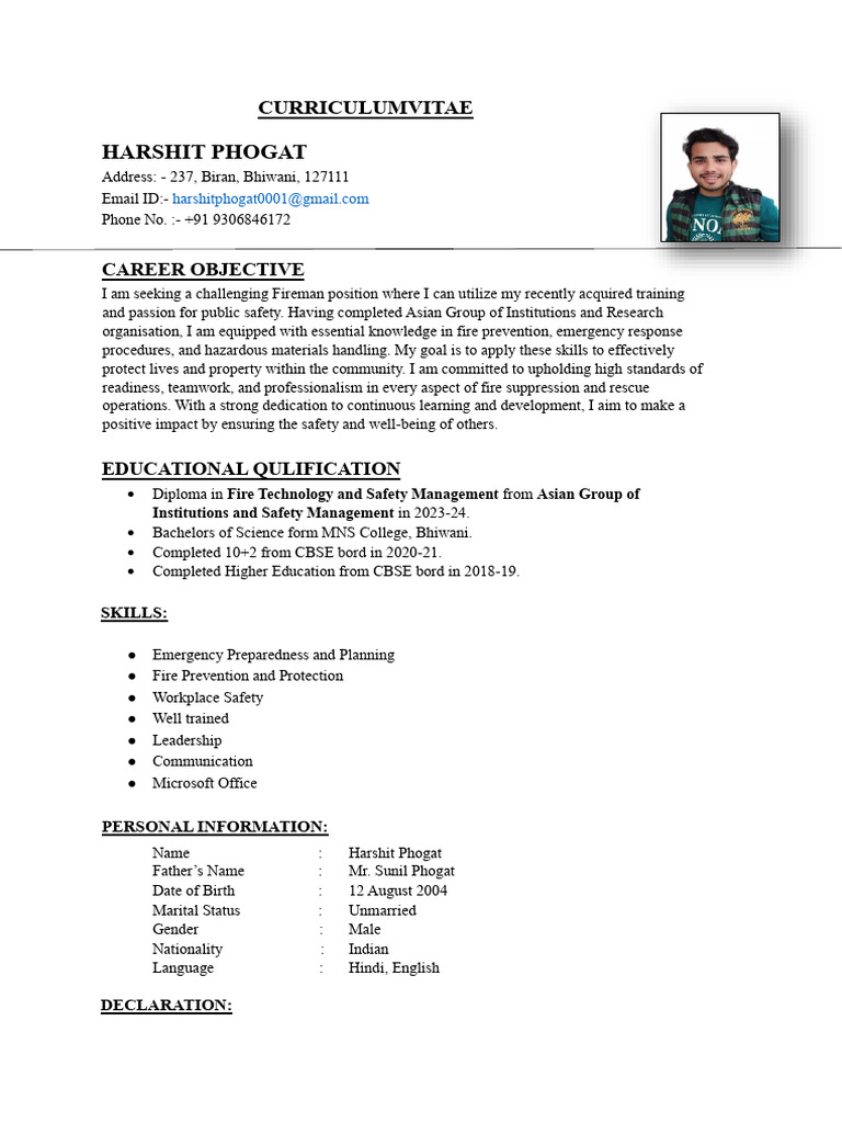 Harshit Phogat: Curriculumvitae | PDF