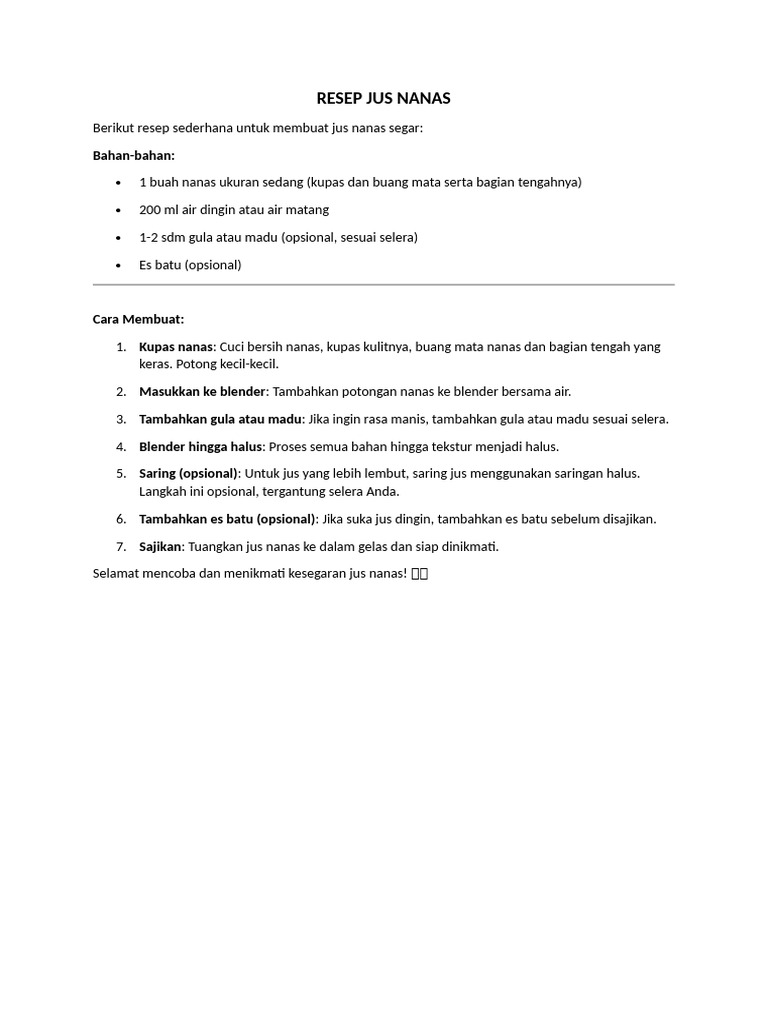 Resep Jus Nanas | PDF