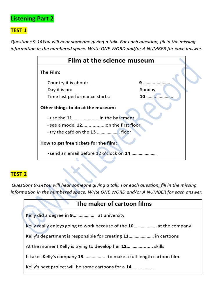 LIstening Part 2 | PDF