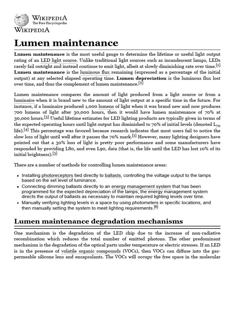 Lumen maintenance - Wikipedia | PDF | Electromagnetic Spectrum ...