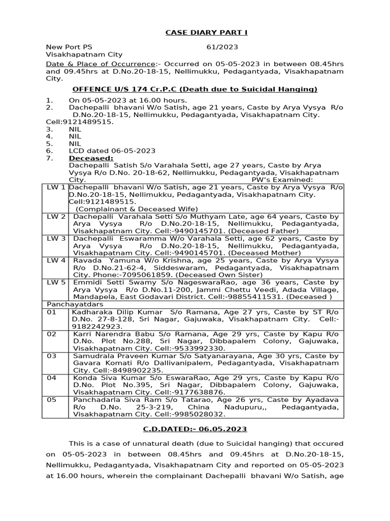 61-2023-174 CRPC (Death Due To Hanging) | PDF