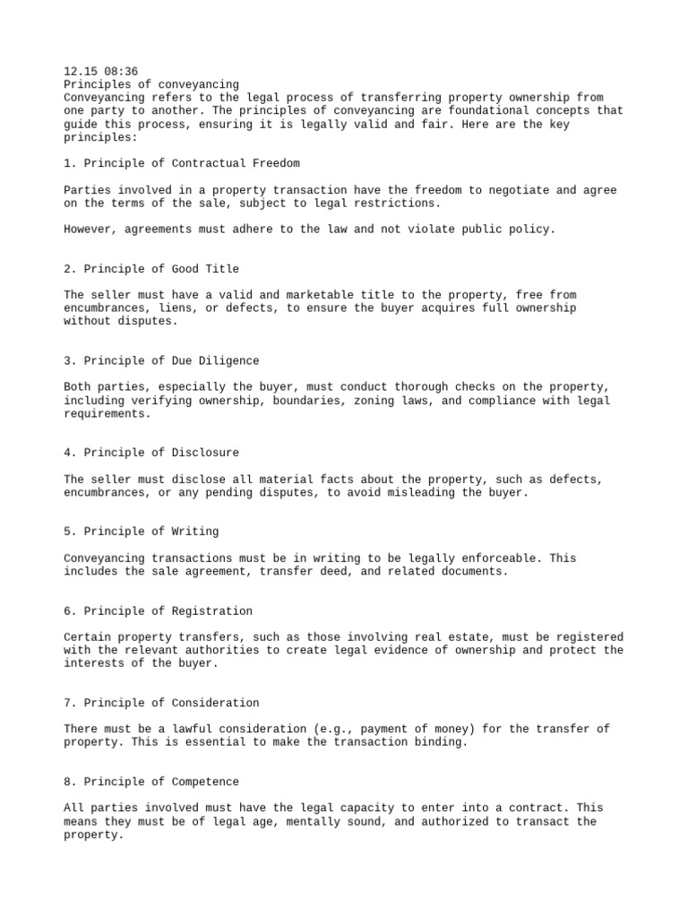 Principles of Conveyancing | PDF | Conveyancing | Property