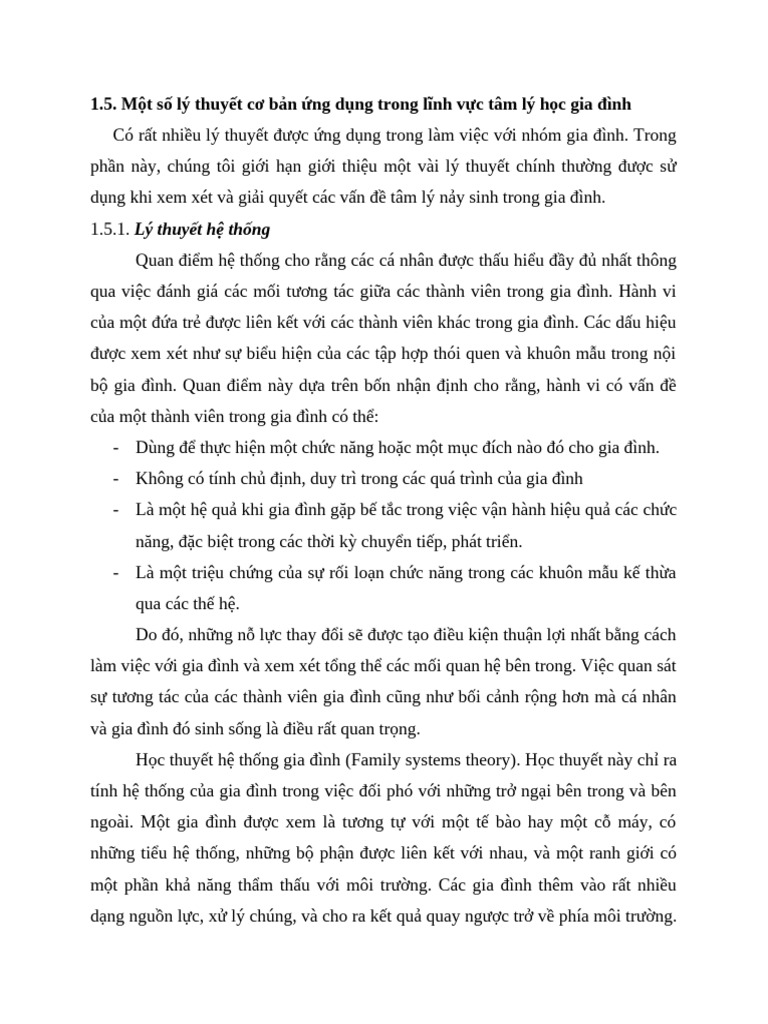1. Các lý thuyết trong TLH gia đình | PDF