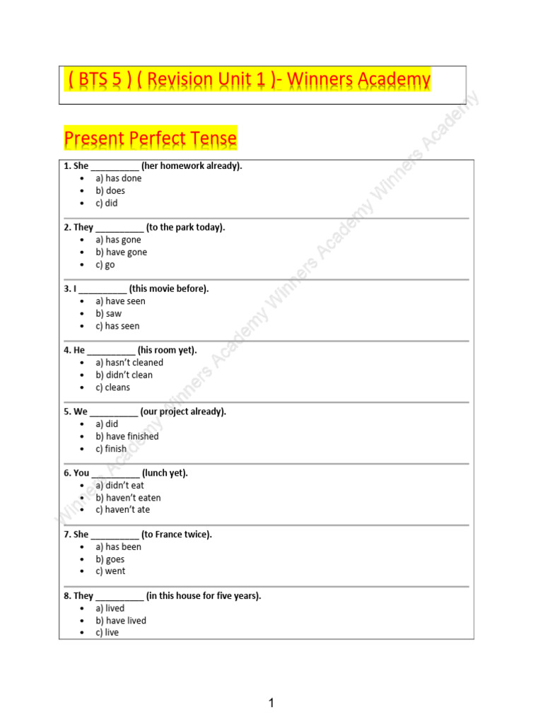 Revision Unit 1- BTS 5 | PDF | United Arab Emirates