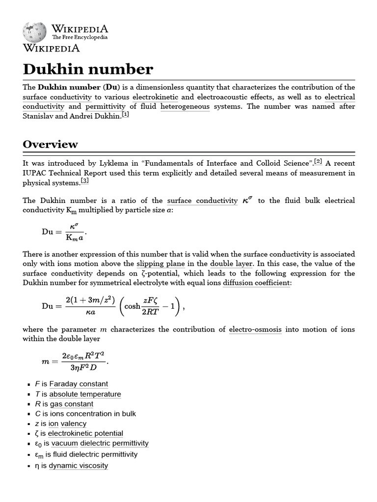 Dukhin number - Wikipedia | PDF | Electrical Resistivity And ...
