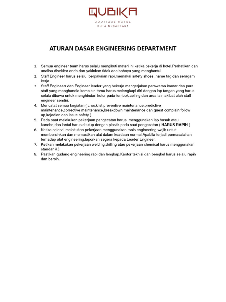 Aturan Dasar Eng-Qubika | PDF