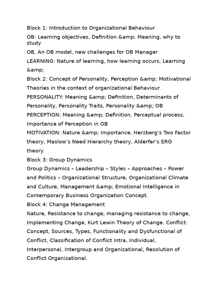 Organizational Behaviour Imp Sem-1 | PDF