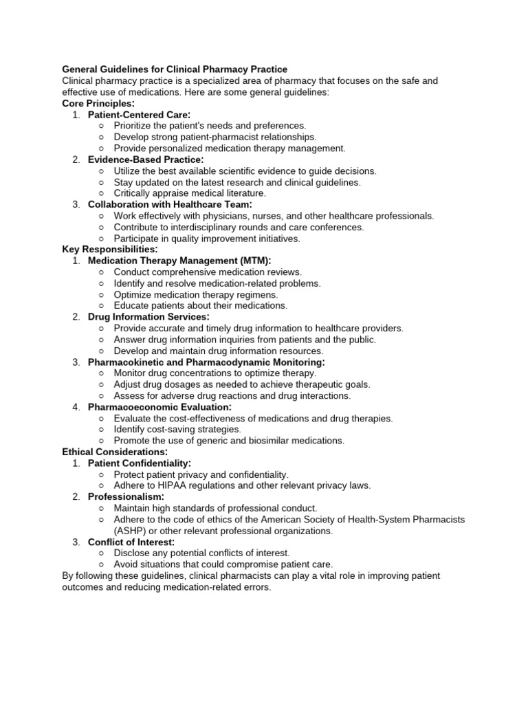 Clinical Pharmacy Practice Guide | PDF | Pharmacy | Evidence Based Medicine