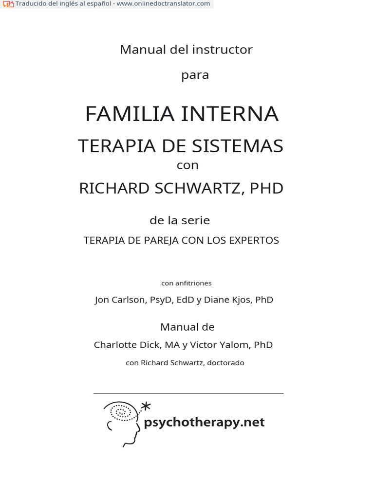 Manual Ifs | PDF | Psicoterapia | Teoría de apego