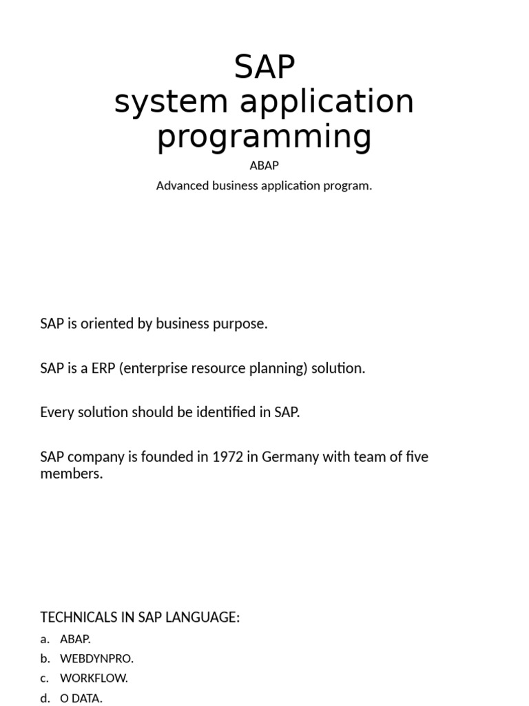 SAP System Application Programming: Abap Advanced Business Application Program | PDF ...