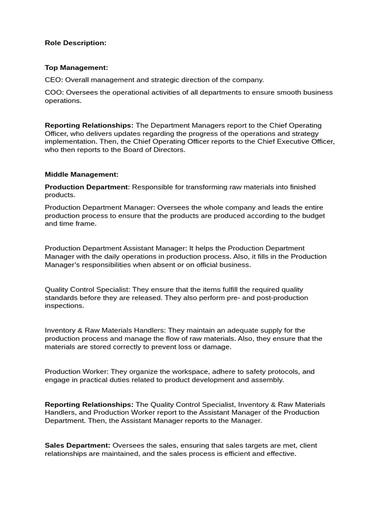 Role Description and Justification | PDF | Human Resources | Logistics