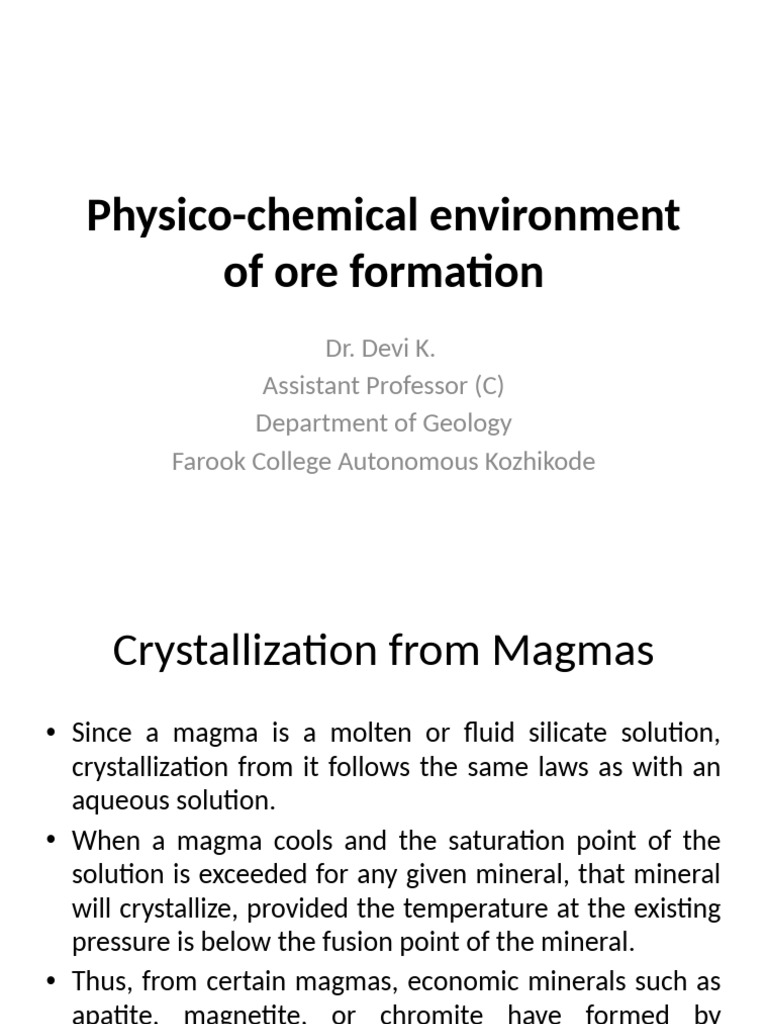 Ore Formation: Physico-Chemical Processes | PDF | Weathering | Minerals