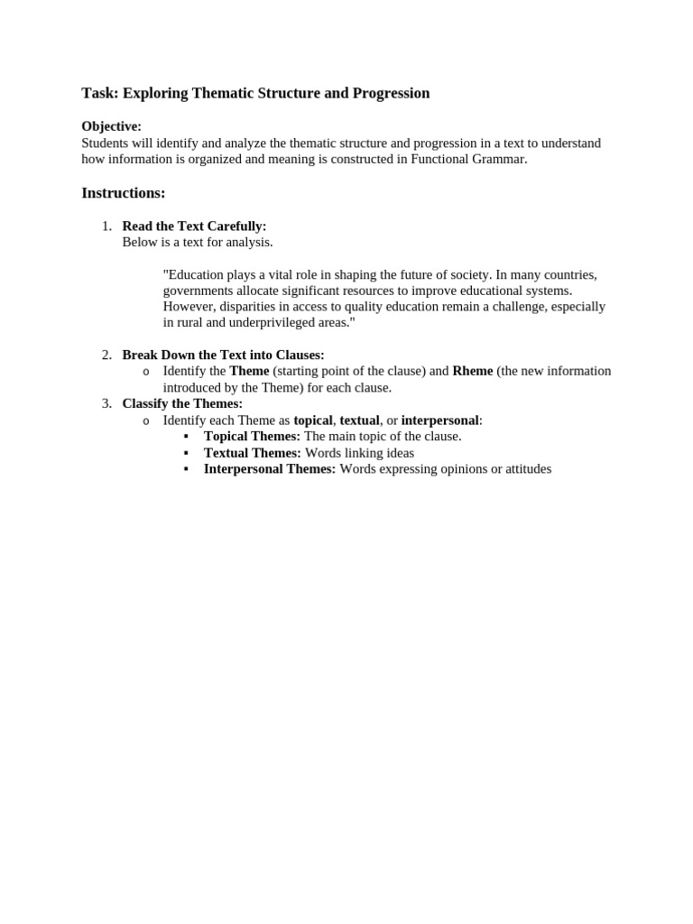 Task For Thematic Analysis | PDF
