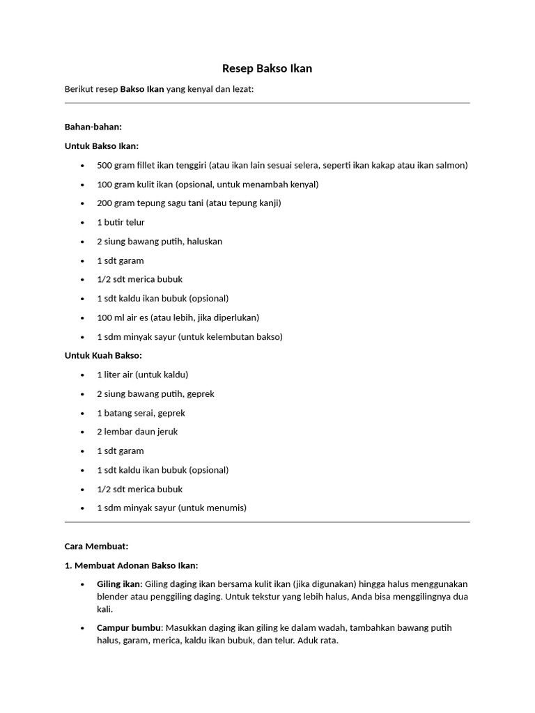 Resep Bakso Ikan | PDF