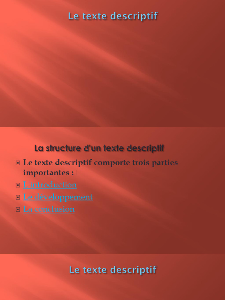 Structure d'un texte descriptif | PDF