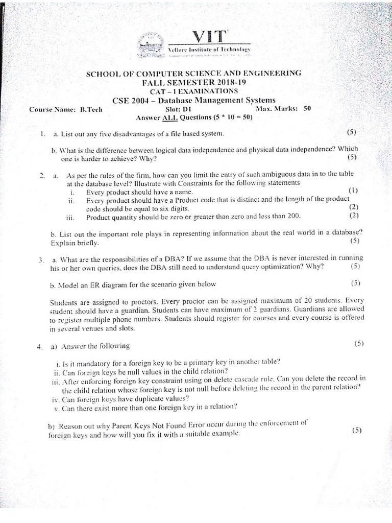 Database Management Systems d1-Ct1-Merged | PDF